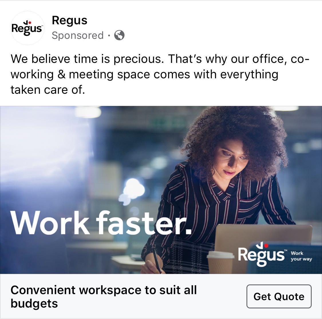 Regus - Coworking space platform - Ad Angles