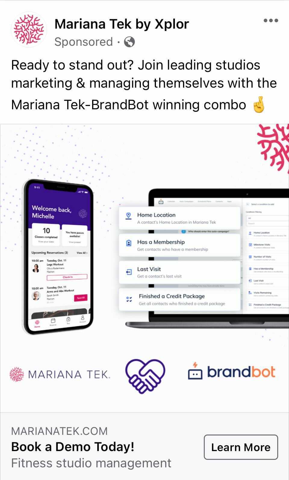 Mariana Tek by Xplor - SaaS- Bot For Fitness Studios - Ad Angles