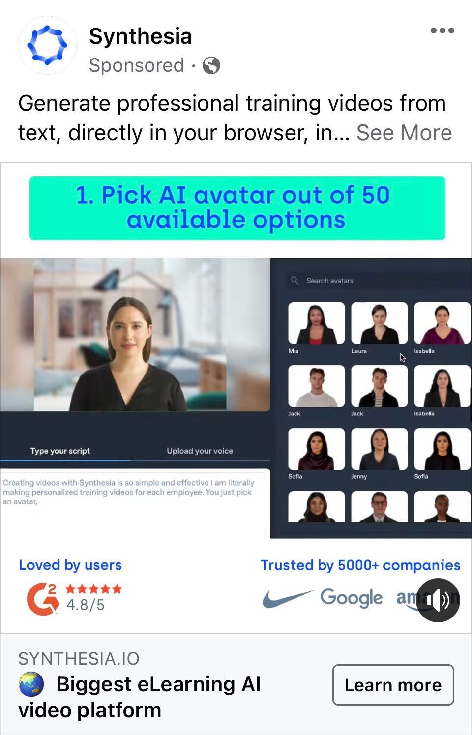 Synthesia-Video creator with avatars - Ad Angles